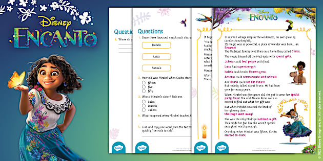 Encanto: Reading Comprehension [Ages 5-7] (teacher made)